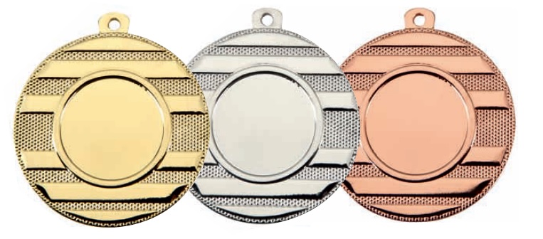 Sportovní kovová medaile s možností stuhy a emblému - 5cm